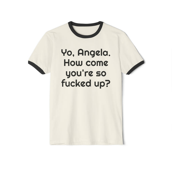 Yo, Angela. Unisex Ringer T-Shirt - Little Shop Of Gore